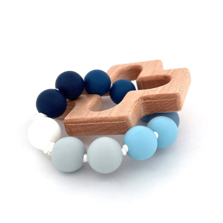 Baby Boy Baptism Gift - Catholic Teething Rosary Ring in Blue Ombre ...
