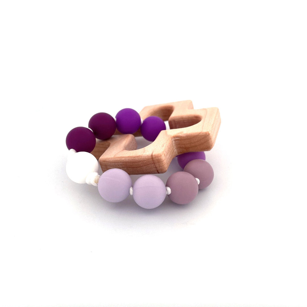 Baby Girl Baptism Gift - Teething Rosary Ring in Purple Ombre – Manducat