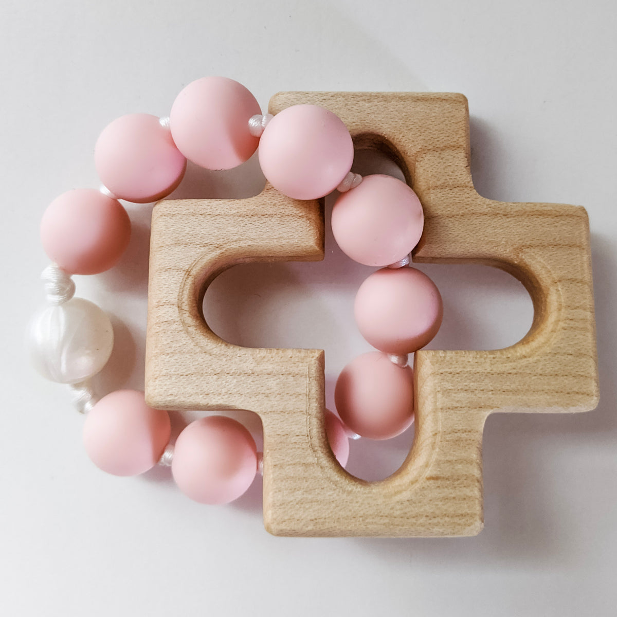 Unique Baby Girl Baptism Gift - Pink Teething Decade Ring Rosary – Manducat