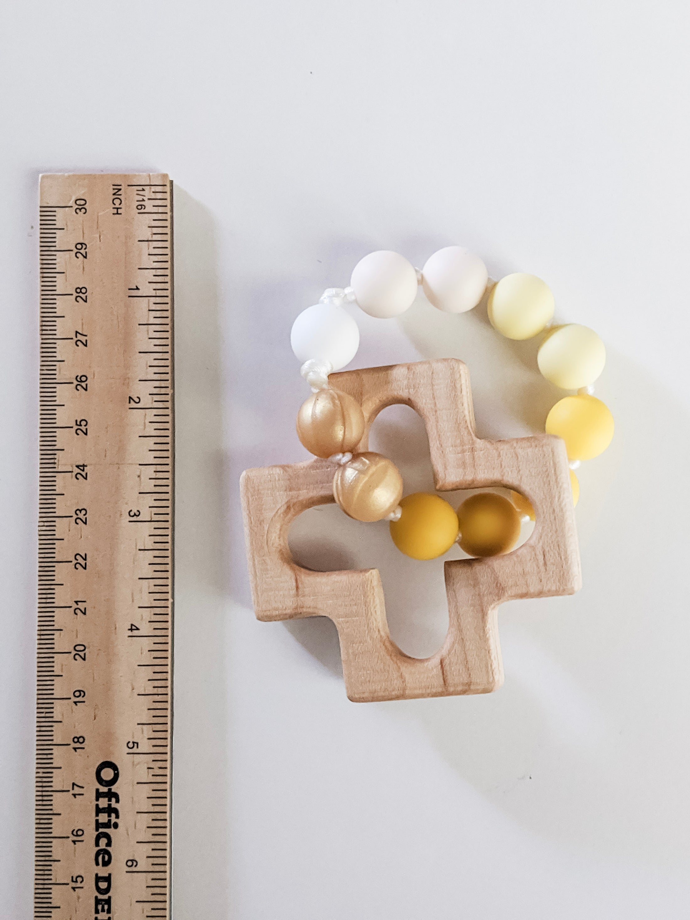 Unique Catholic Baptism Gift - Teething Rosary Ring in Ombre Yellow ...